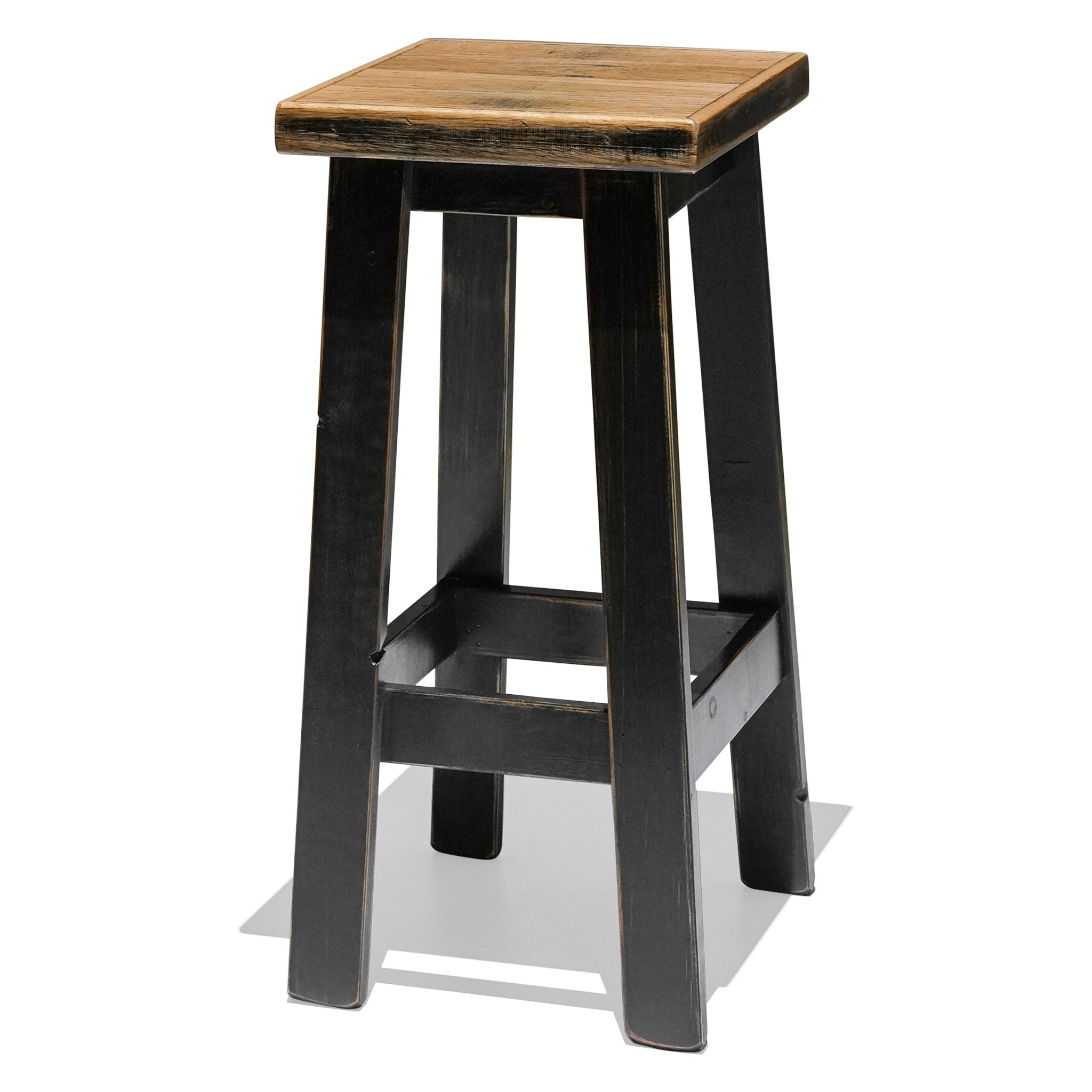 Recycled Hardwood Bar Stool - Rustic Black – Vorsen
